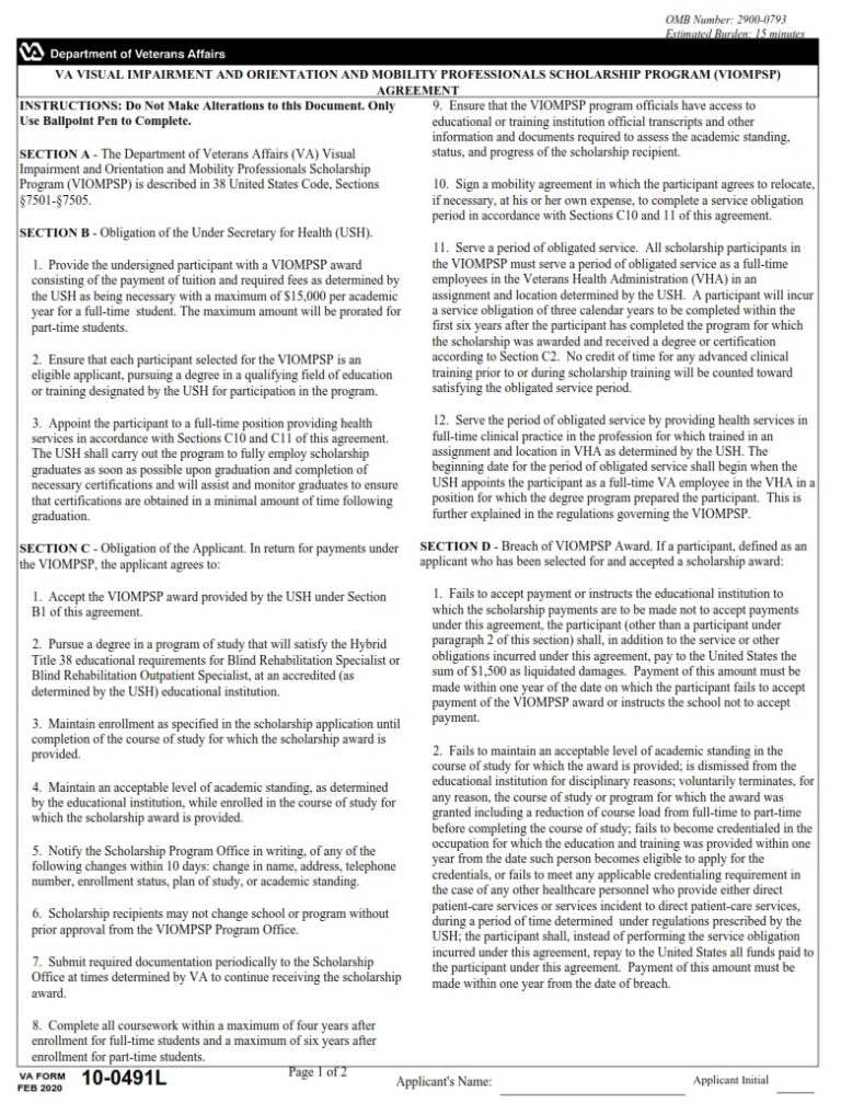 VA Form 10-0491L – VA Visual Impairment and Orientation and Mobility ...