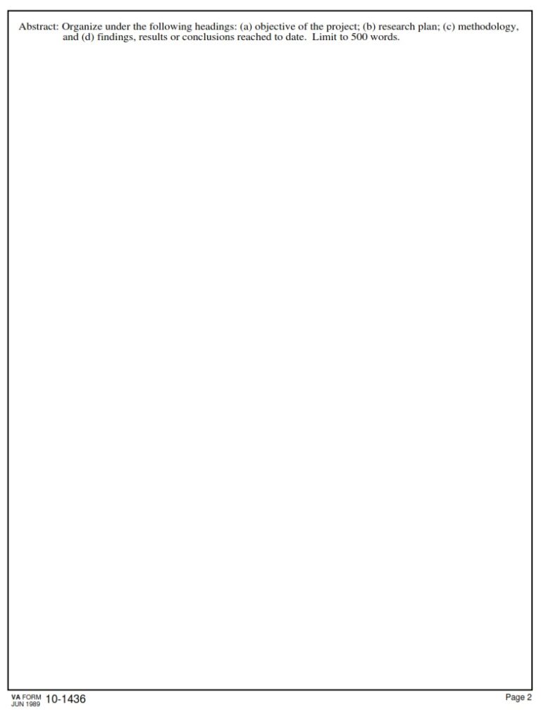 VA Form 10-1436 – Research and Development Information System—Project ...