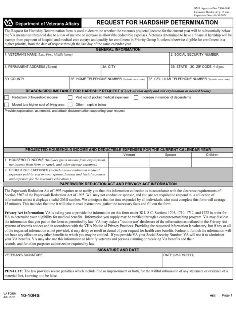 VA Form 10-10HS – State Home Program Application for Veteran Care ...