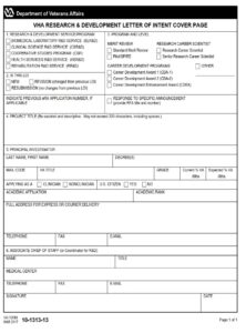 VA Form 10-1313-13 – VHA Research & Development Letter of Intent Cover ...