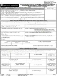 VA Form 21-527EZ – Application for Veterans Pension - VA Forms