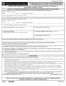 VA Form 10-0103 – Veterans Application for Assistance in Acquiring Home ...