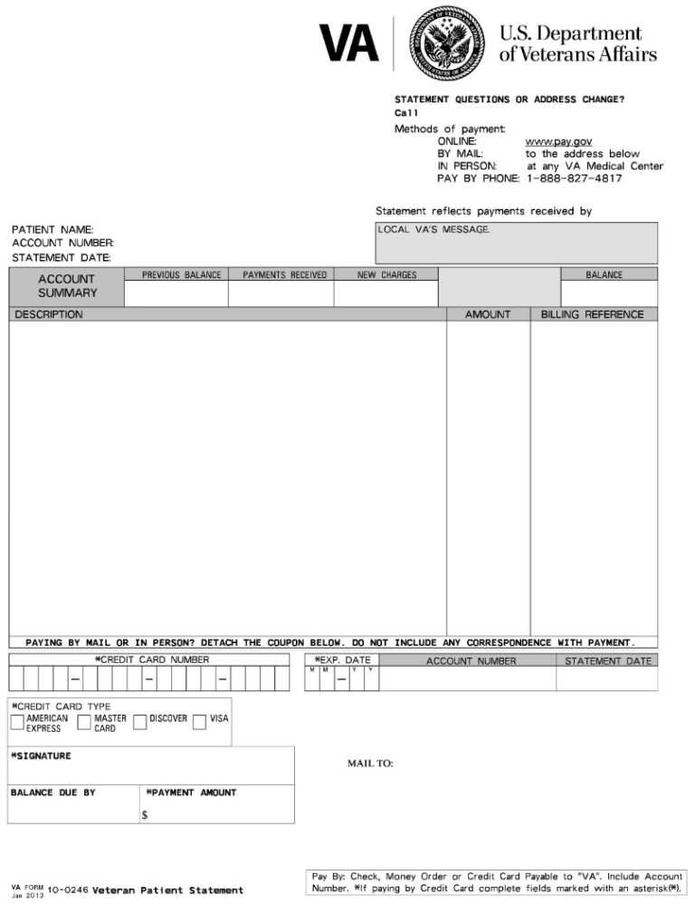 VA Form 10-0246 – Veteran Patient Statement - VA Forms