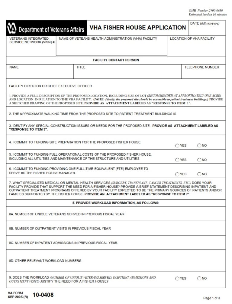 VA Form 10-0408 – VHA Fisher House Application - VA Forms