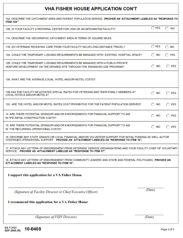 VA Form 10-0408 – VHA Fisher House Application - VA Forms