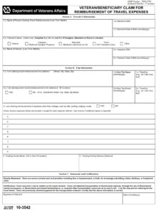 VA Form 10-3542 – Veteran/Beneficiary Claim for Reimbursement of Travel ...