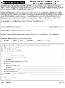 VA Form 10-5345 – Request for and Authorization to Release Health ...