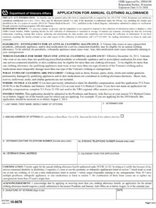VA Form 10-8678 – Application for Annual Clothing Allowance - VA Forms