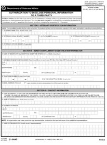 VA Form 21-0845 – Authorization to Disclose Personal Information to a ...