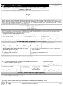 VA Form 21-4192 – Request for Employment Information in Connection with ...