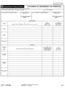 VA Form 21P-509 – Statement of Dependency of Parent(s) - VA Forms