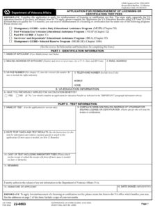 VA Form 22-0803 – Application for Reimbursement of Licensing or ...