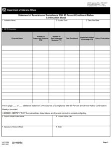 VA Form 22-10215a – Statement of Assurance of Compliance with 85 ...