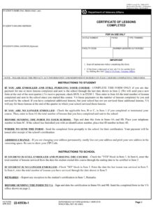 VA Form 22-6553b-1 – Certificate of Lessons Completed (Fillable) - VA Forms