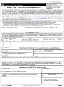VA Form 26-8261a – Request for Certificate of Veteran Status - VA Forms