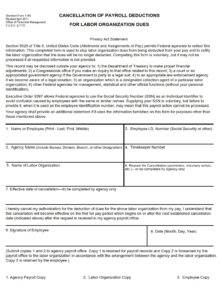 VA Form SF-1188 – Cancellation of Payroll Deductions for Labor ...