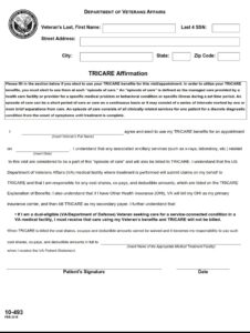VA Form 10-493 – TRICARE Affirmation - VA Forms