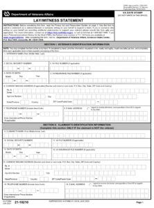 VA Form 21-10210 – Lay/Witness Statement - VA Forms