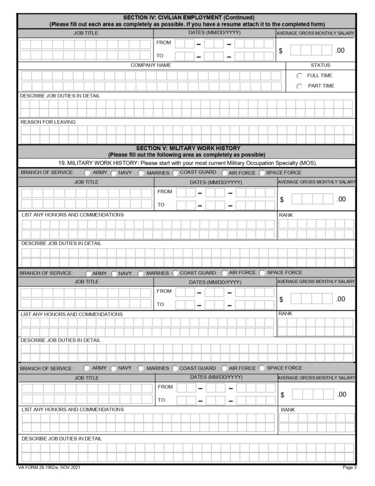 VA Form 28-1902W – Veteran Readiness and Employment (VR&E ...