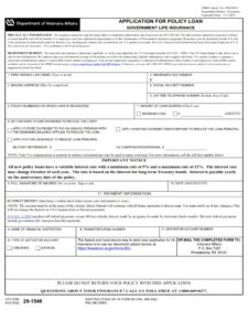 VA Form 29-1546 – Application for Cash Surrender—Government Life ...