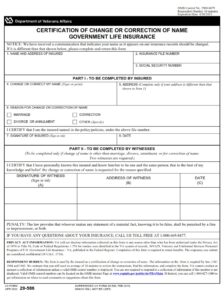 VA Form 29-586 – Certification of Change for Correction of Name ...