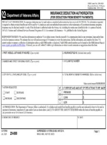 VA Form 29-888 – Insurance Deduction Authorization - VA Forms
