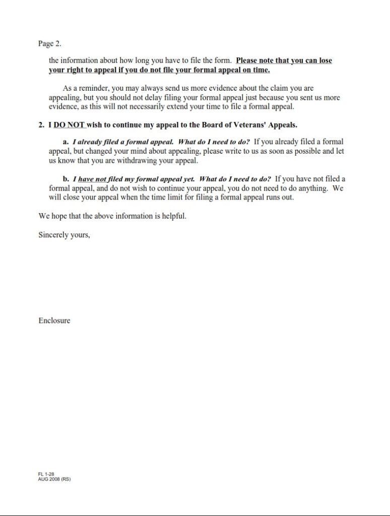 VA Form FL1-28 – Supplemental Statement of the Case - VA Forms