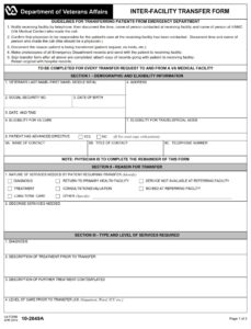 VA Form 10-2649A – Interfacility Transfer Form - VA Forms