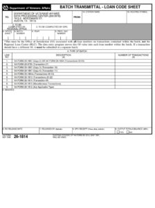 VA Form 26-1814 – Batch Transmittal – Loan Code Sheet - VA Forms