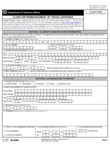VA Form 28-0968 – Claim for Reimbursement of Travel Expenses - VA Forms